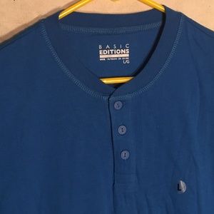 Basic Editions | Shirts | Nwt Basic Editions Blue 3 Button Neckline Mens L | Poshmark